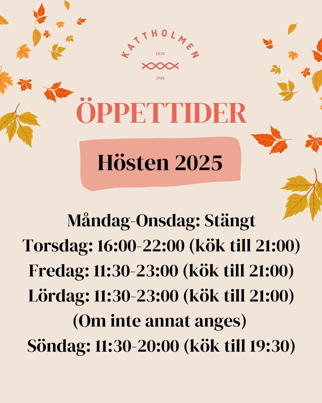 Öppettider — Kattholmen